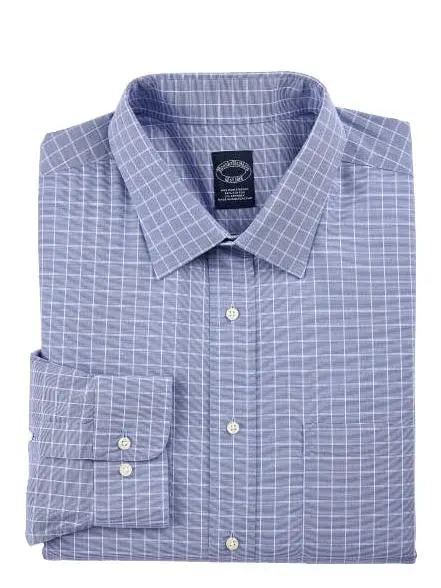 Brooks Brothers Big & Tall Non-iron Windowpane Dress Shirt - Blue