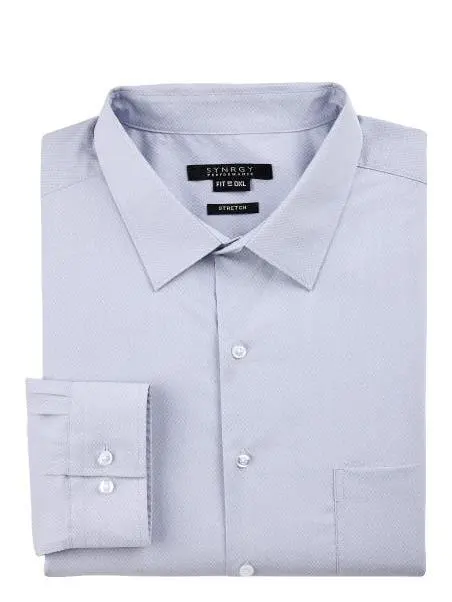 SYNRGY BY DXL Big & Tall Diamond Patterned Performance Dress Shirt - Grey