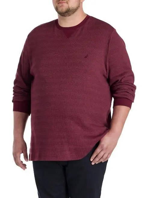 NAUTICA Big & Tall Waffle-knit Crewneck Sweater - Zinfandel