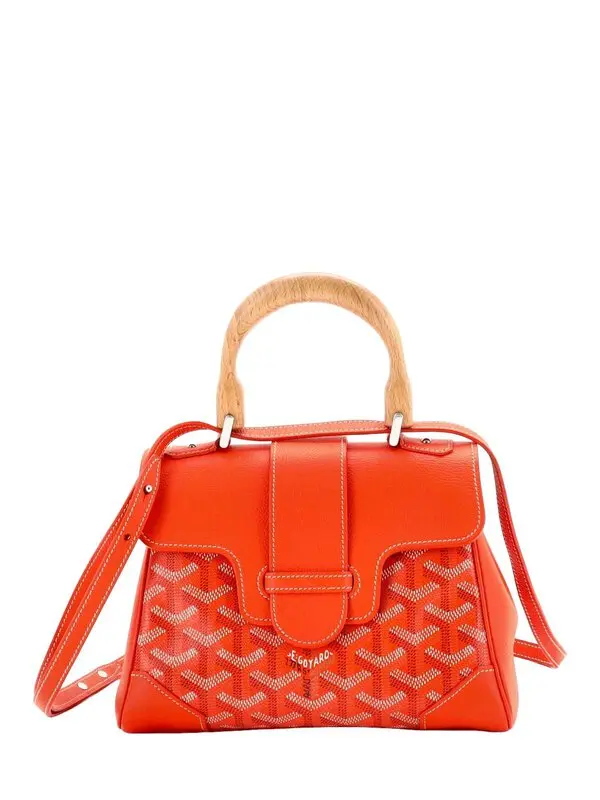 GOYARD Saigon Top Handle Bag Coated Canvas With Leather Mini - Orange