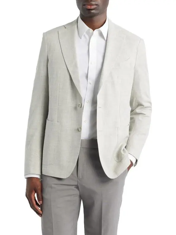 EMANUEL BERG Textured Mélange Wool Sport Coat - Light Grey