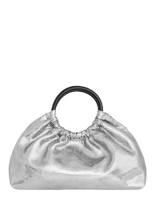 Rebecca Minkoff Mini Madeleine Metallic Leather Top Handle Bag - Silver