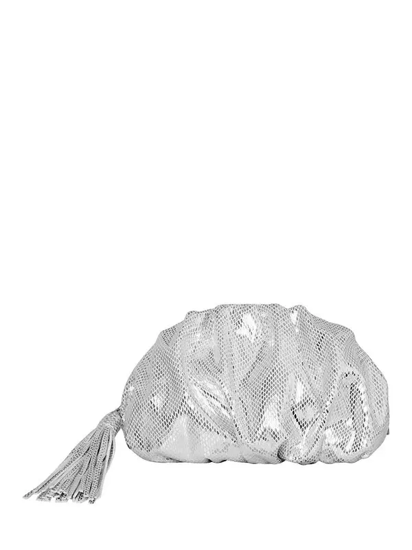 Rebecca Minkoff Small Ruched Metallic Clutch - Silver