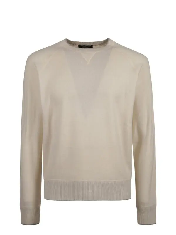 ARAGONA Long Sleeve Cashmere Sweatshirt - White