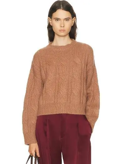 Sablyn Tristan Crewneck Cable Pullover Sweater - Prairie Sand
