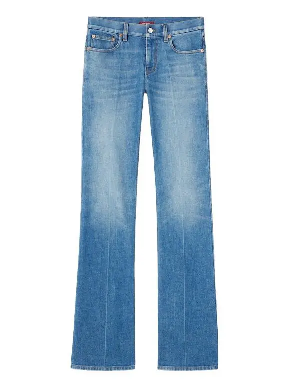 Gucci Flared Stretch Cotton Denim Pants - Blue