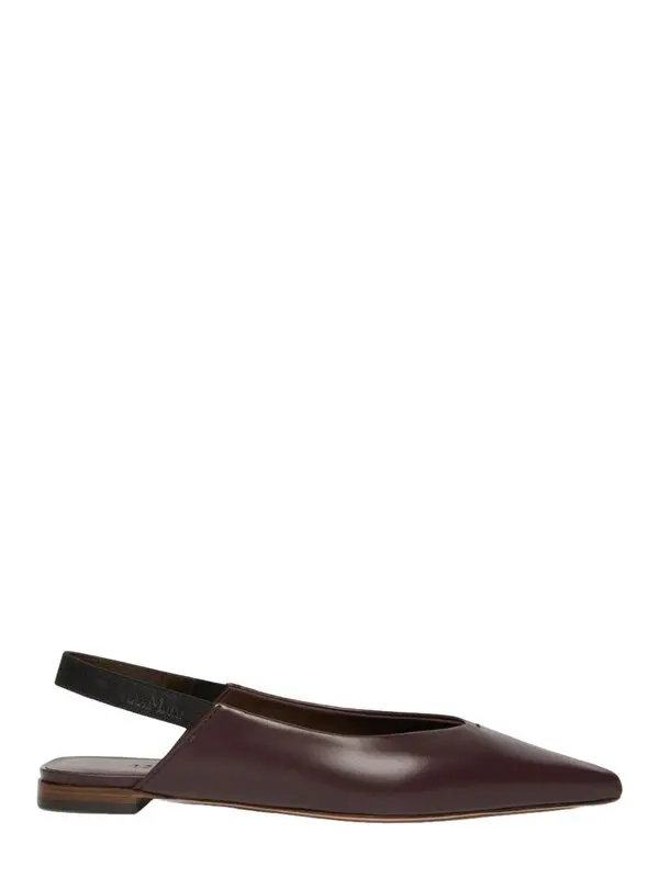 Max Mara Nappa Leather Flat Slingbacks - Bordeaux