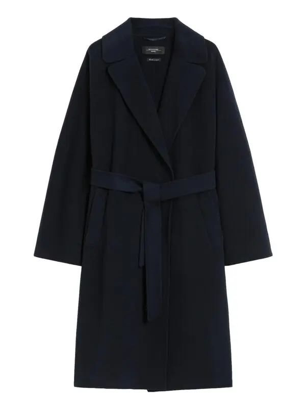 Max Mara Double-faced Wool-blend Midi Robe Coat - Navy