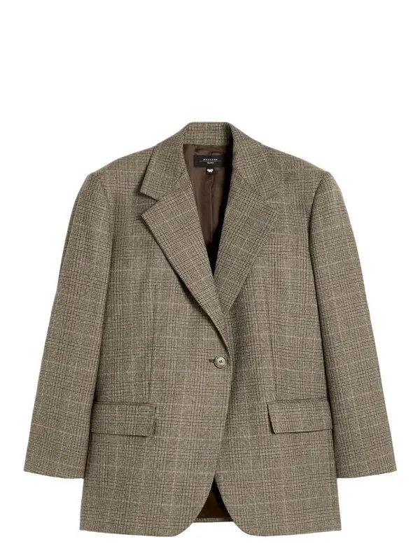 Max Mara Glen Plaid Wool Blazer - Brown