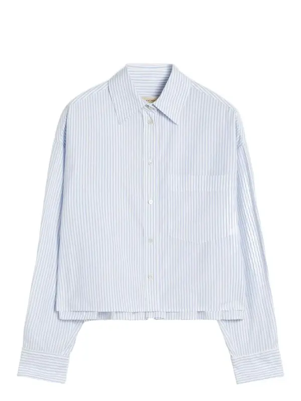Max Mara Cotton Poplin Cropped Shirt - Light Blue