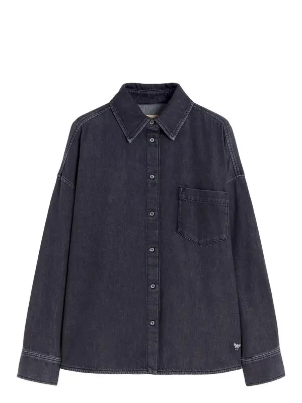 Max Mara Cotton Denim Oversized Shirt - Black