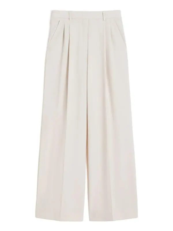 Max Mara Wool-blend Wide-leg Trousers - Ivory