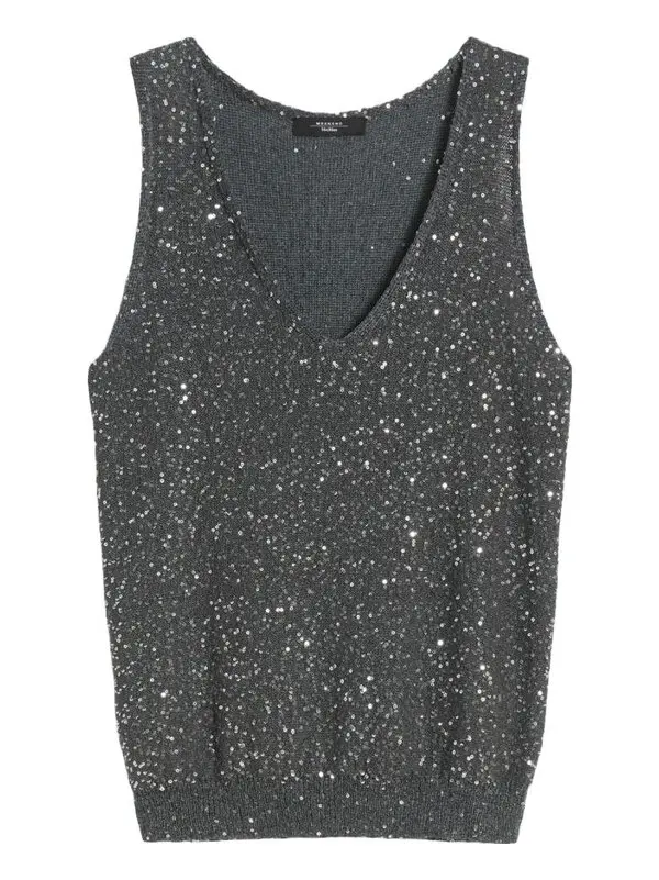 Max Mara Sleeveless Jumper With Sequins - Dark Grey