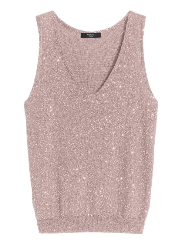 Max Mara Sleeveless Sequined Jumper - Antique Rose