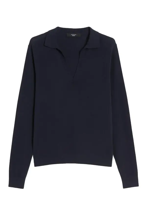 Max Mara Viscose Polo-neck Sweater - Navy