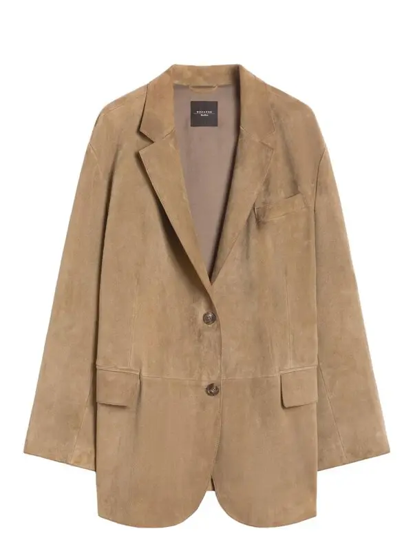 Max Mara Single-breasted Suede Blazer - Mud