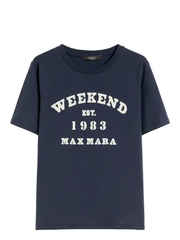 Max Mara Cotton Jersey T-shirt With Graphic - Navy