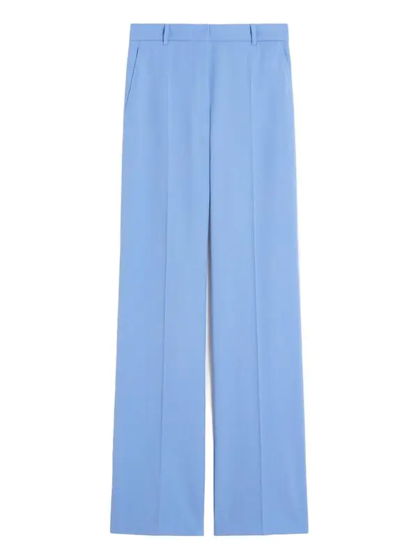 Max Mara Wool Crepe Straight Trousers - Light Blue