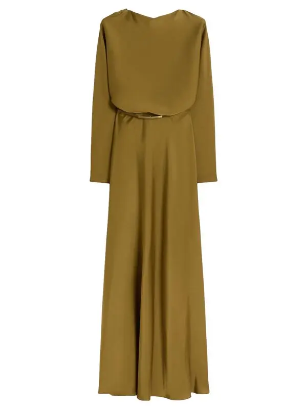 Max Mara Lightweight Satin Maxi Dress - Kaki