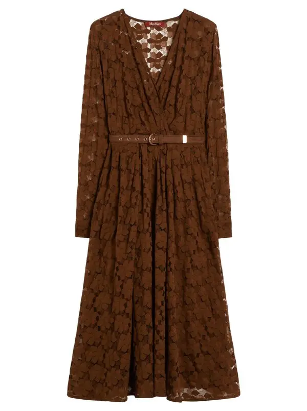 Max Mara Lace Tulle Midi Dress - Chocolate