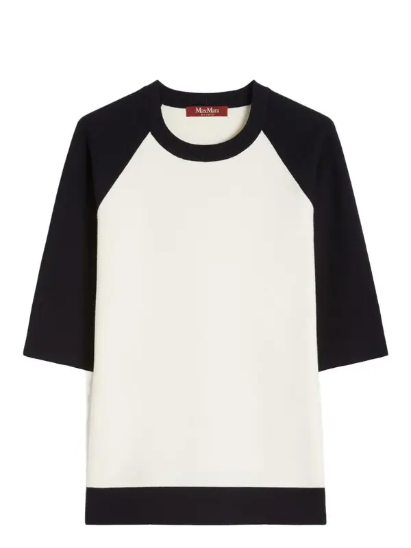 Max Mara Stretch Viscose Boxy Sweater - White Blue