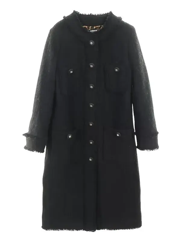 Dolce & Gabbana 2000s Dg Logo-button Single-breasted Tweed Coat - Black