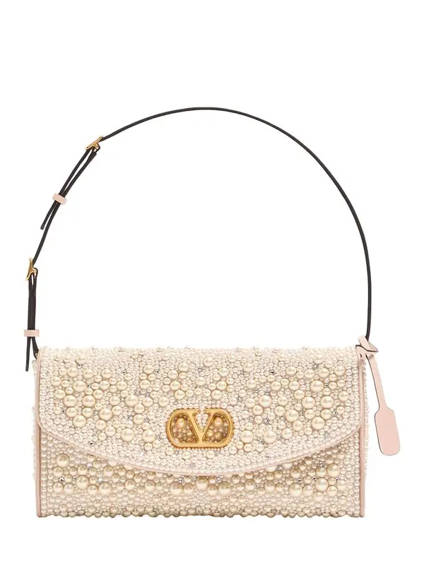 Valentino Garavani Beaded Shoulder Bag - Ivory