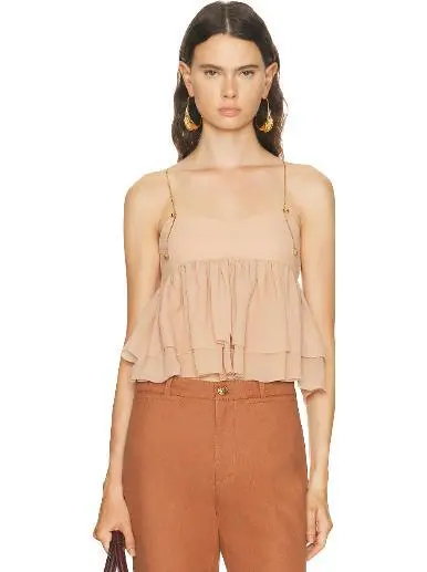 Chloé Ruffled Tank Top - Biscuit Pink