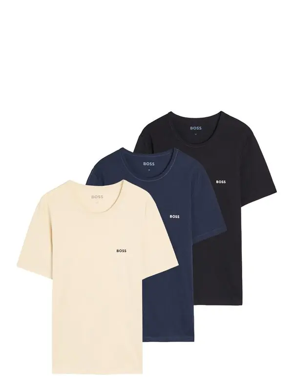 BOSS Classic Logo-embroidered Cotton T-shirt Set Of Three - Black