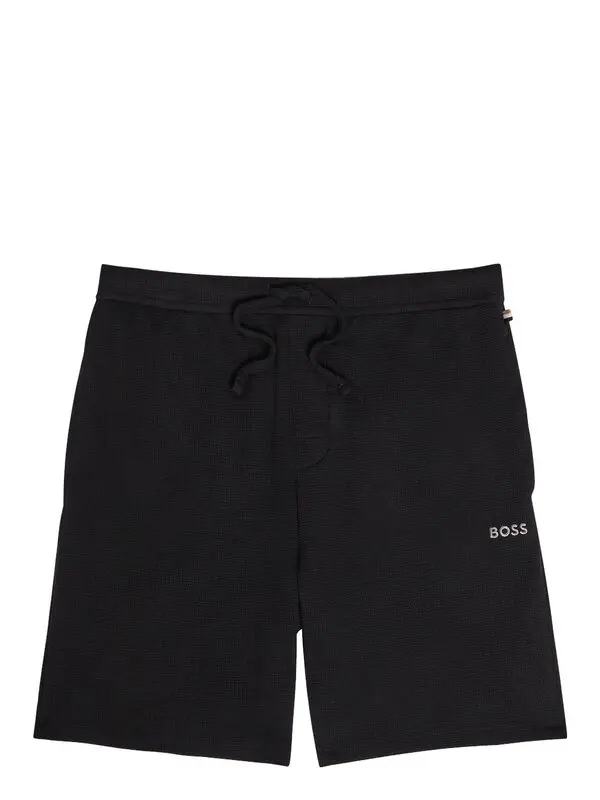 BOSS Logo-embroidered Waffle Shorts - Black