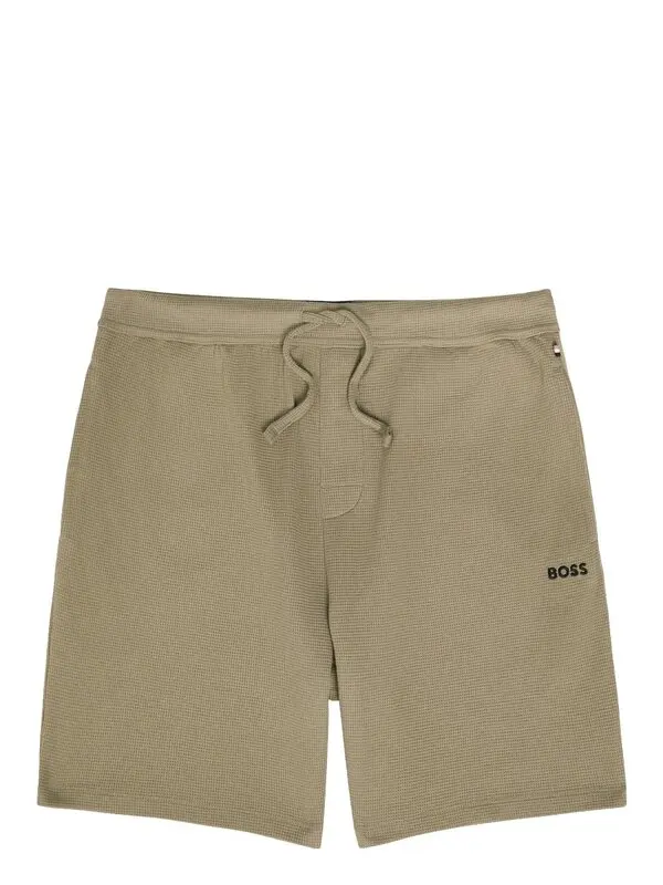 BOSS Logo-embroidered Waffle Shorts - Brown