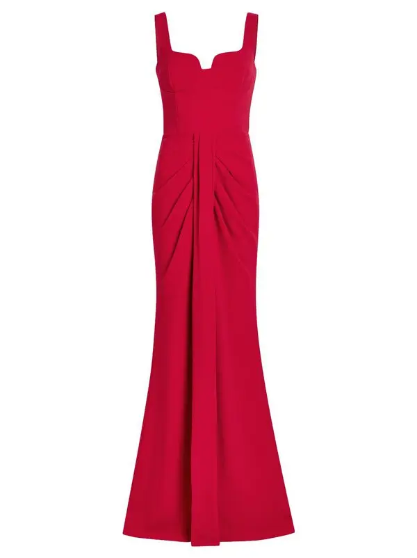 Rebecca Vallance Zarya Gathered Crepe Gown - Red