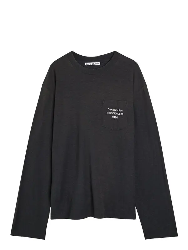 Acne Studios Logo Long Sleeve Cotton-blend T-shirt - Black