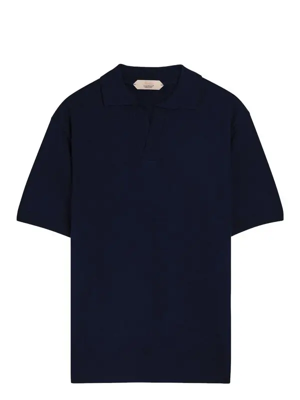 AURELIEN Wool Polo Shirt - Navy