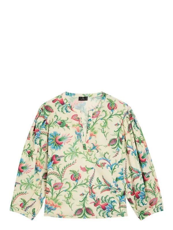 Etro Floral-print Cotton-poplin Top - Multicoloured 1