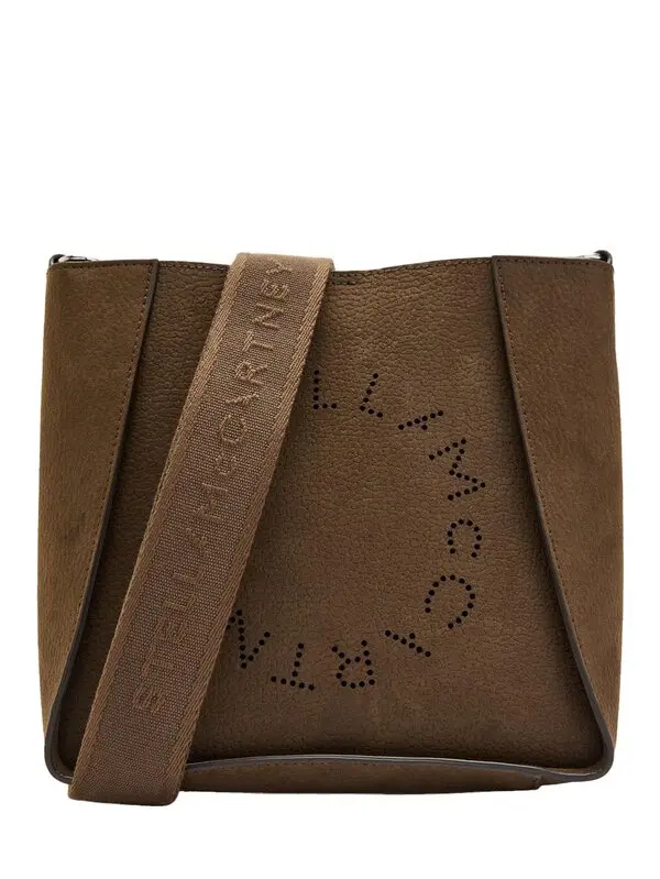 Stella McCartney Logo Square Grained Faux Leather Cross-body Bag - Moca