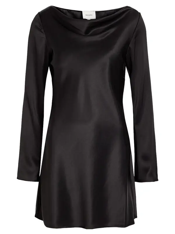 REFORMATION Pike Draped Satin Mini Dress - Black