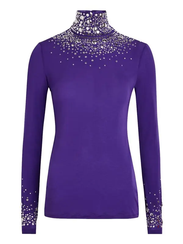 Rabanne Stud-embellished Stretch-jersey Top - Violet