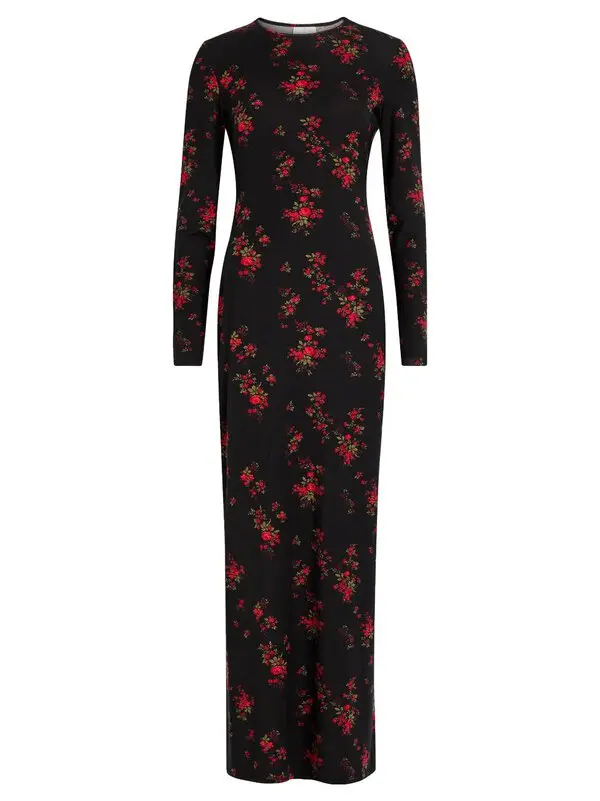 REFORMATION Floral Stretch-jersey Maxi Dress - Black
