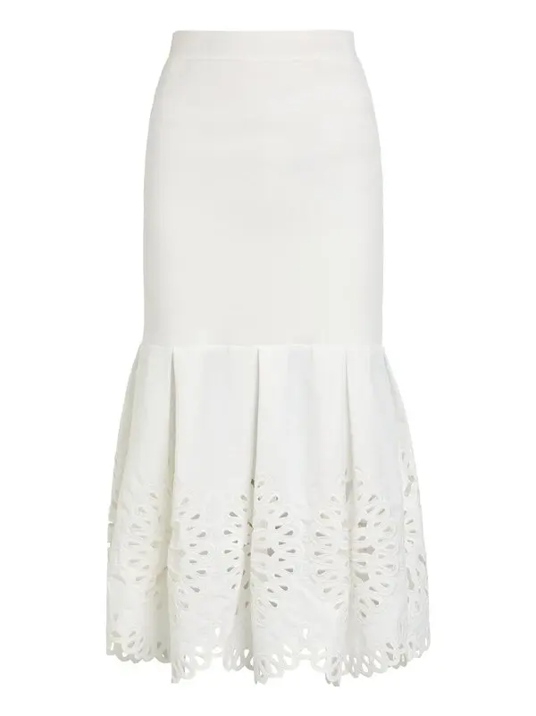 Simkhai Eveletta Cutwork Midi Skirt - White