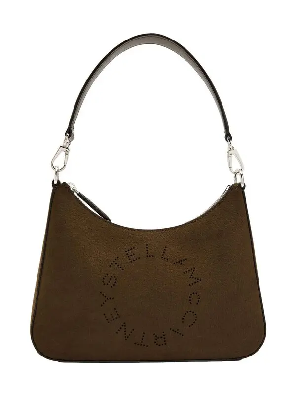 Stella McCartney Logo Faux Nubuck Shoulder Bag - Moca