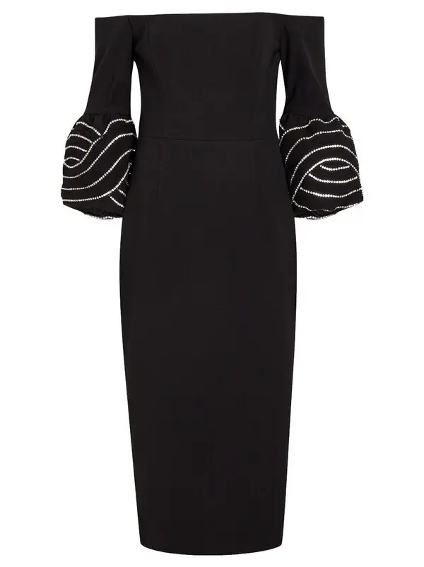 Rebecca Vallance Bellatrix Crystal-embellished Crepe Midi Dress - Black