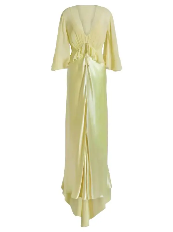 Alberta Ferretti Ruffled Long Dress - Yellow