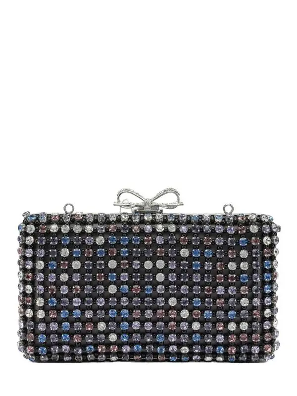 SELF-PORTRAIT Multi-crystal Knit Clutch - Black