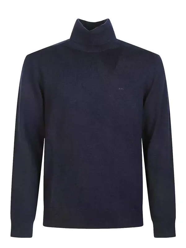 Michael Kors Logo-embroidered Roll-neck Jumper - Blue
