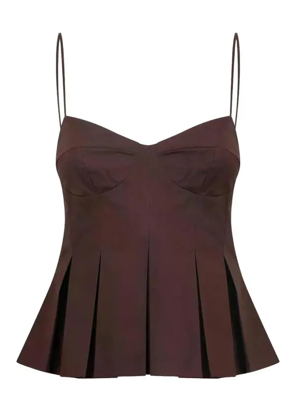 Clea Iris Pleat Top - Brown