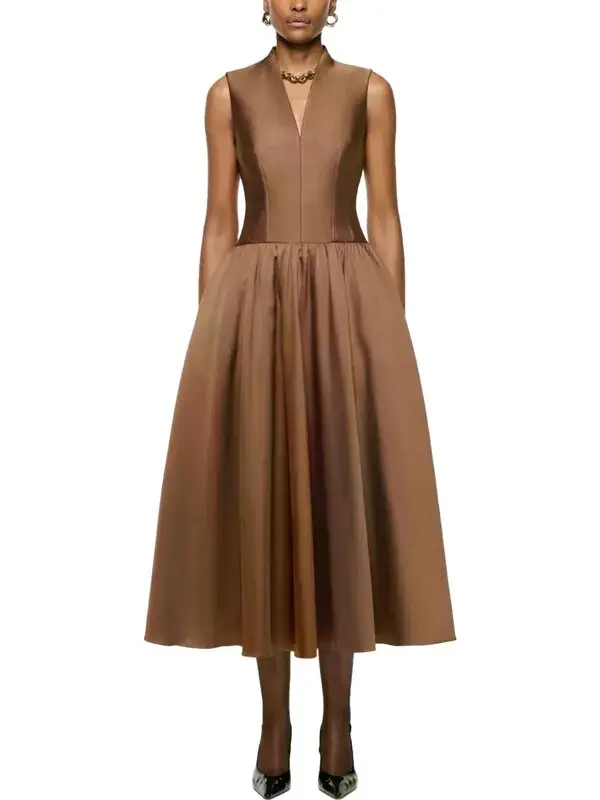 Roland Mouret Taffeta-texture Midi Dress - Brown