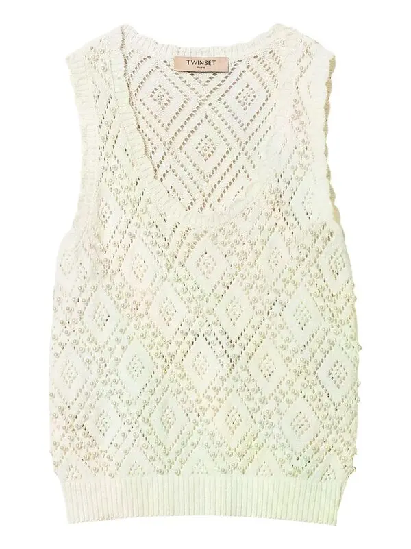 TWINSET Diamond-pattern Knitted Top - White