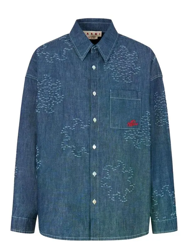 Marni Sun-detail Long-sleeved Shirt - Blue