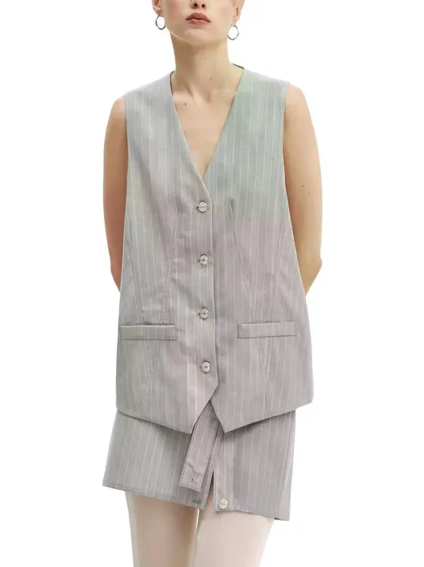 MOSCHINO JEANS Pinstripe Button-fastening Waistcoat - Grey